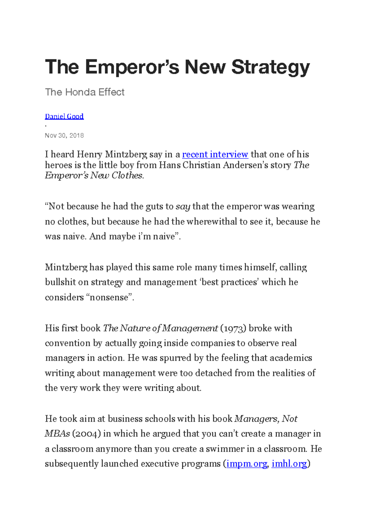 Honda Case Study: Insights from Mintzberg and the U.S. Market - Studocu