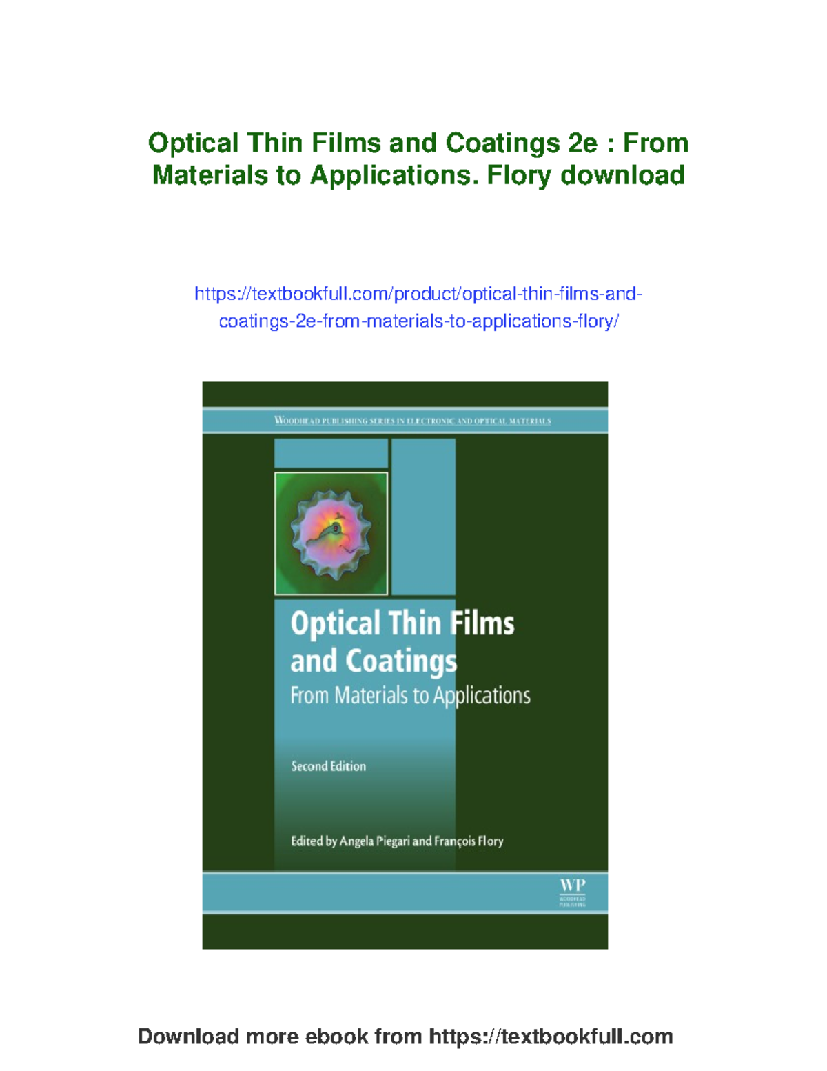 Optical Thin Films & Coatings 2e: Materials to Applications Overview ...