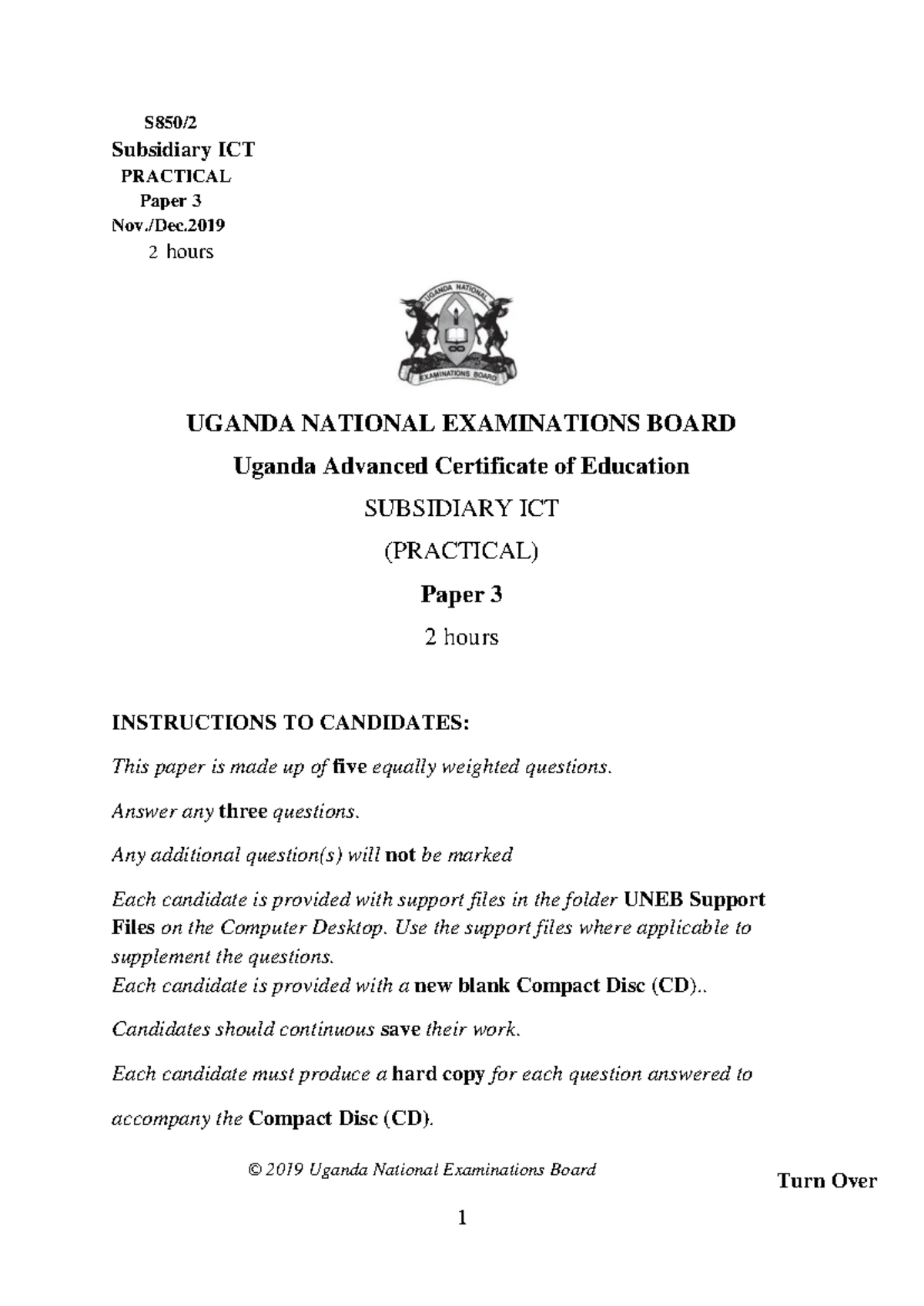 Subsidiary ICT S850-2 Practical Exam Paper 2 Nov/Dec 2020 - Studocu