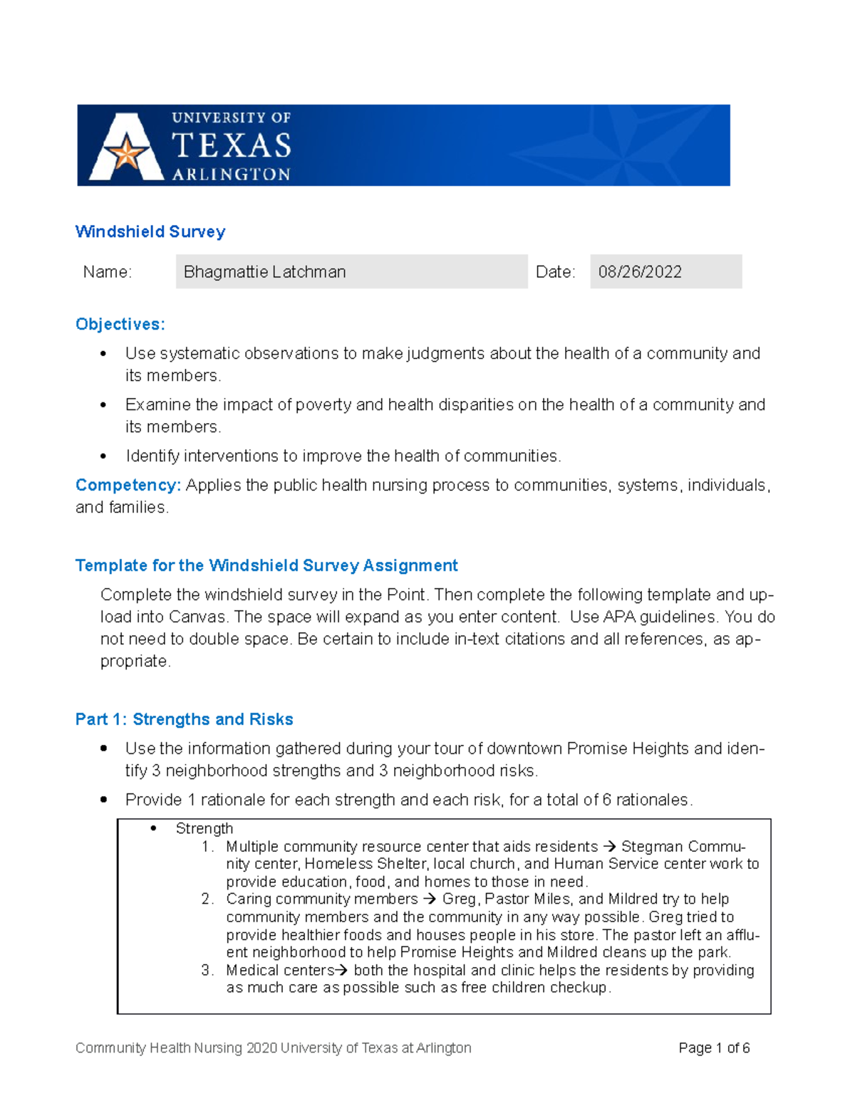 Fall 2022 Assignment 1: Windshield Survey of Community Health Issues ...