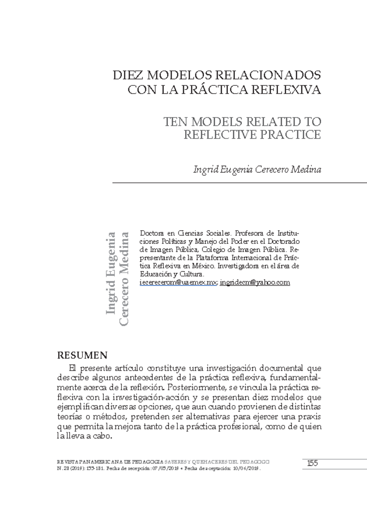 Revisión de DIEZ Modelos de Práctica Reflexiva por Ingrid Eugenia ...