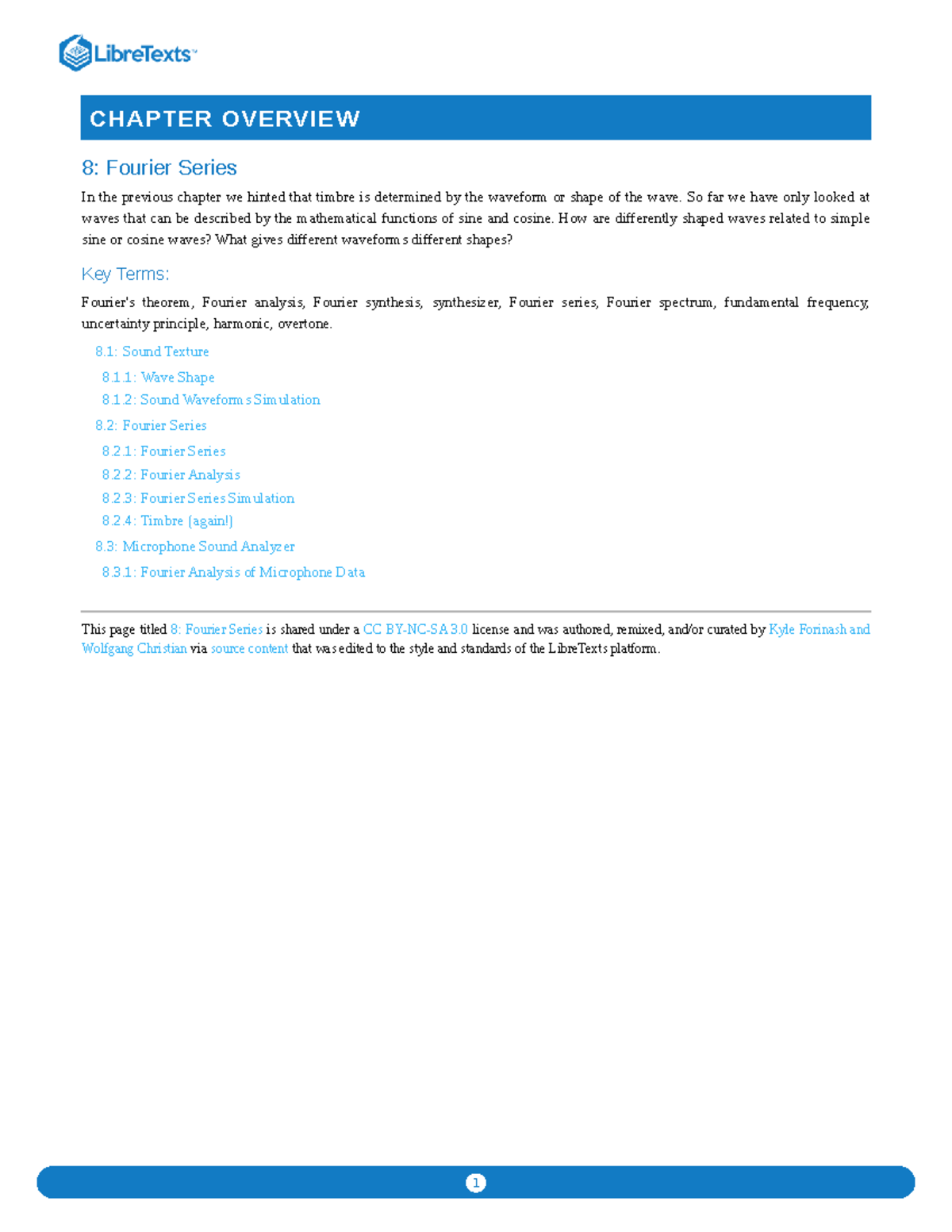 CHAPTER 8: Overview of Fourier Series and Sound Waveforms - Studocu