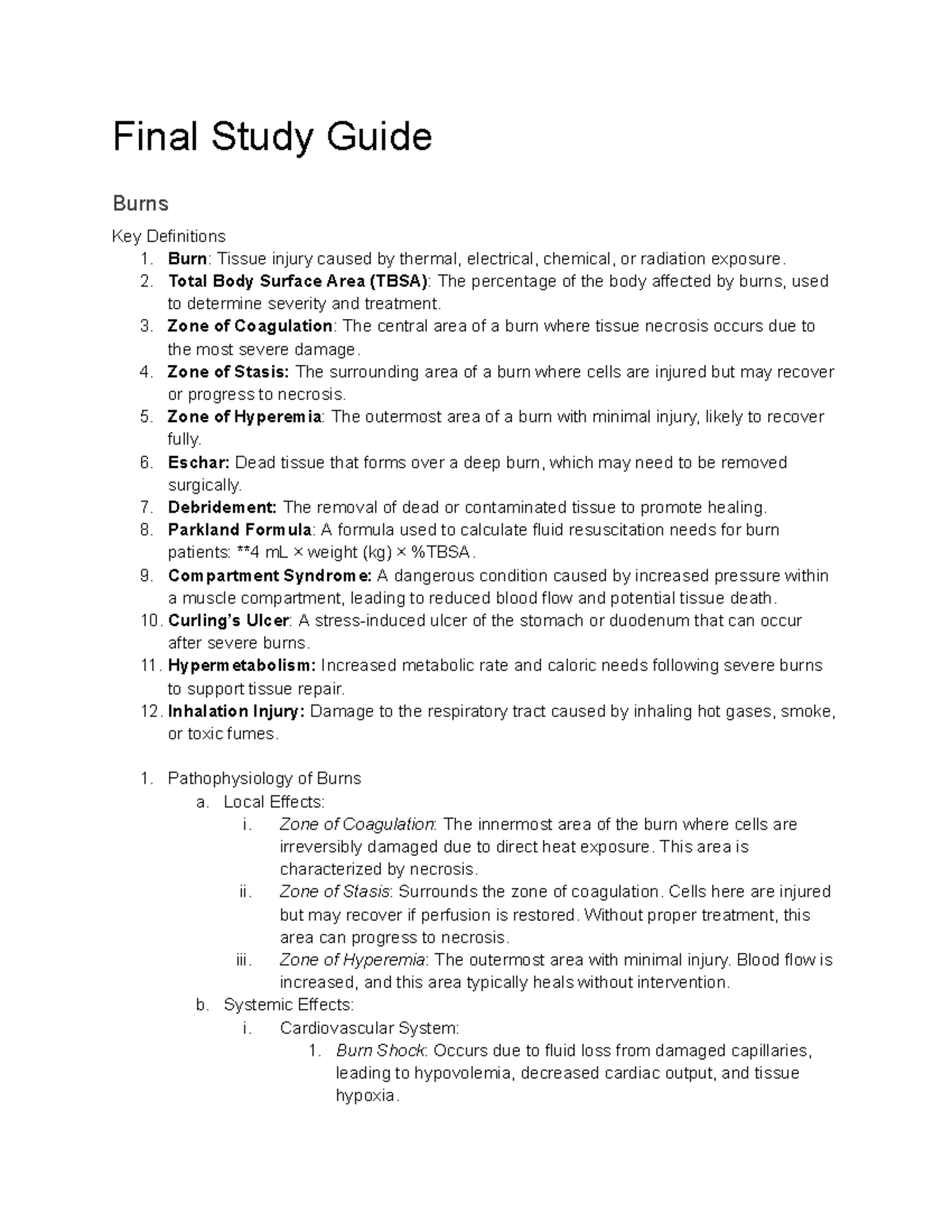 CJA Final Study Guide: Key Definitions and Concepts on Burns and AKI - Studocu