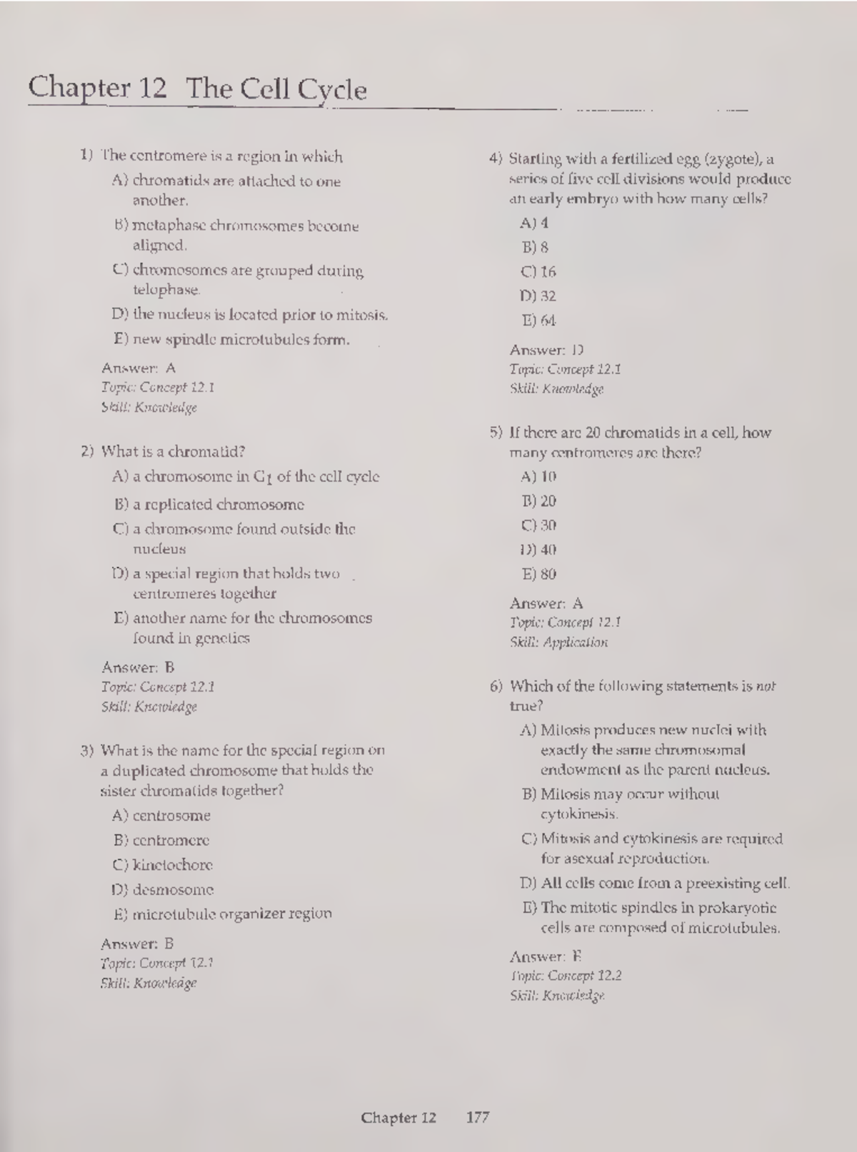 Chapter 12 Practice Questions - The Cell Cycle Concepts - Studocu
