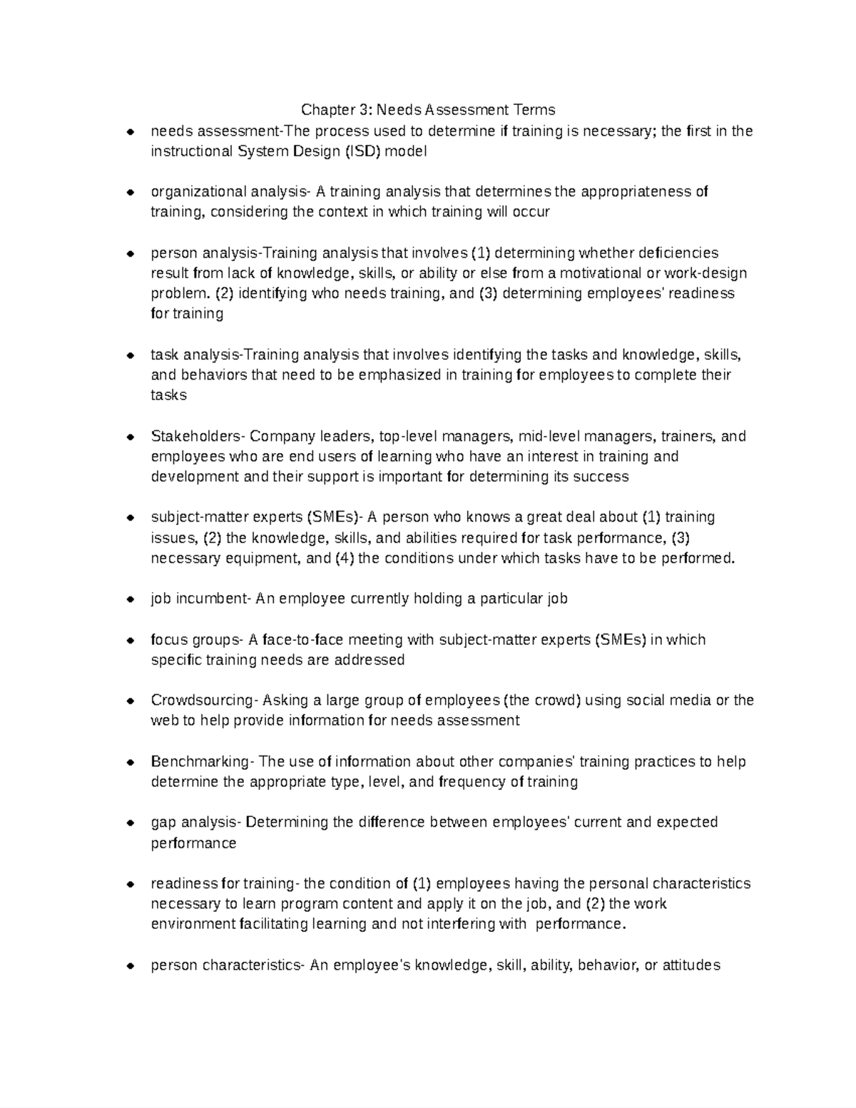 Chapter 3 Needs Assessment Terms - Chapter 3: Needs Assessment Terms needs assessment-The ...