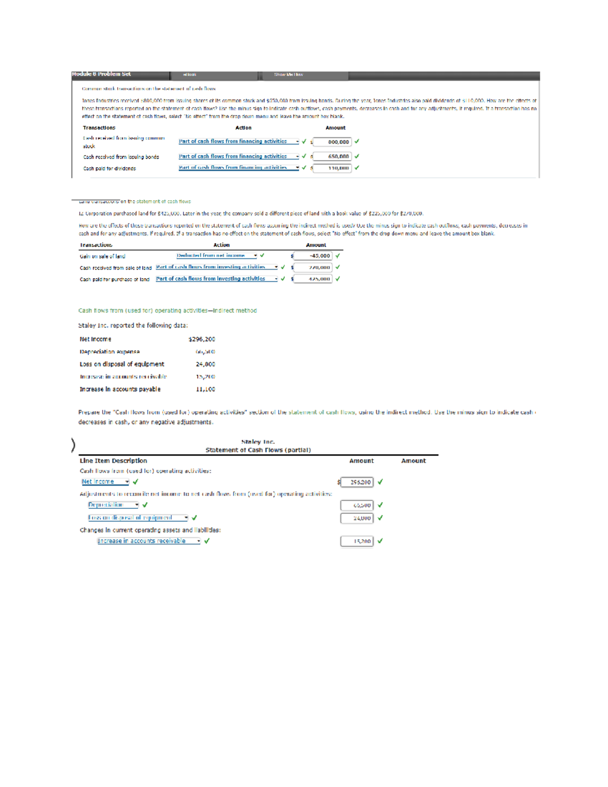 ACC 201 Module 8 - Statement of Cash Flows Problem Set Analysis - Studocu