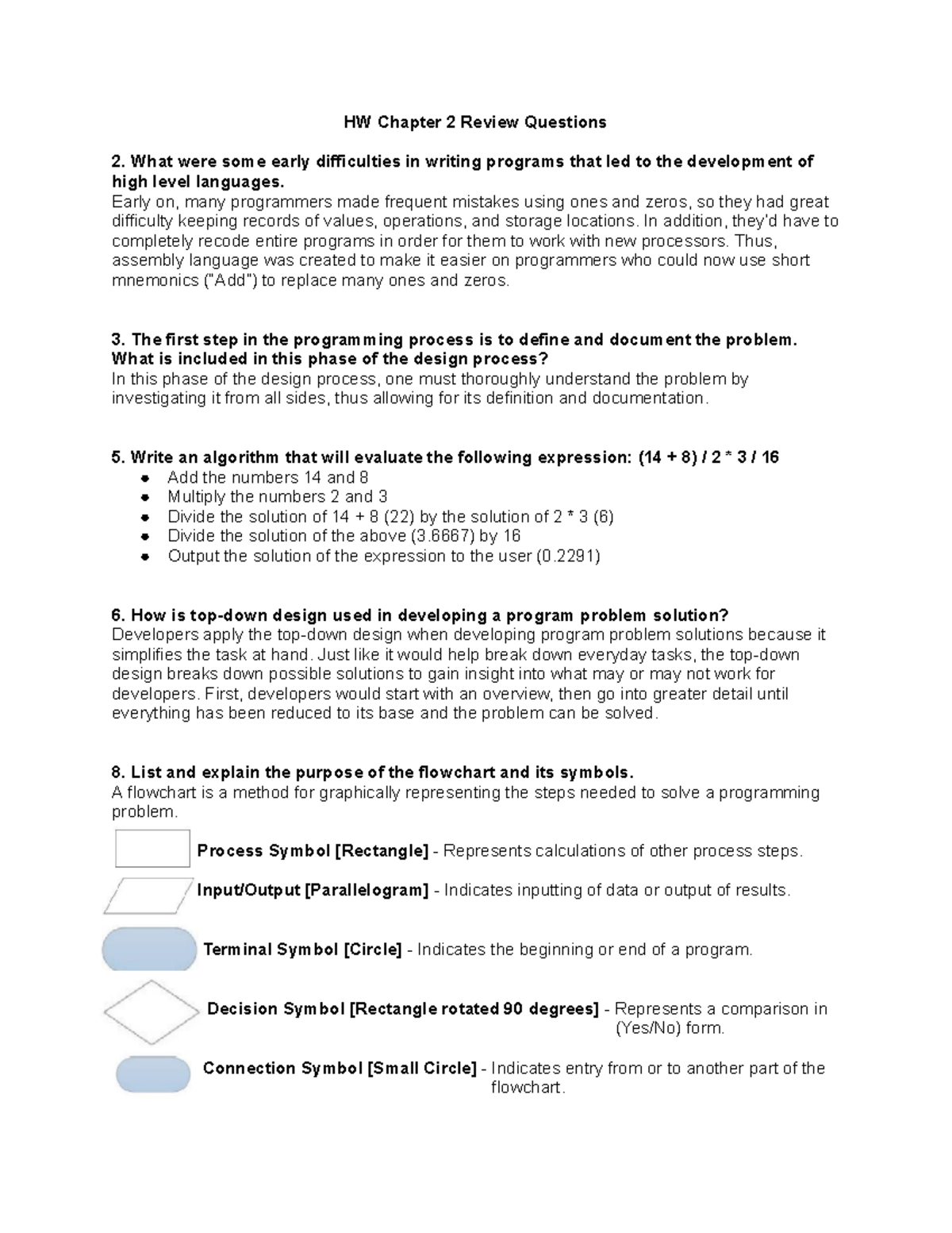 Comsc-6 HW Review Questions: Chapter 2 Programming Concepts - Studocu