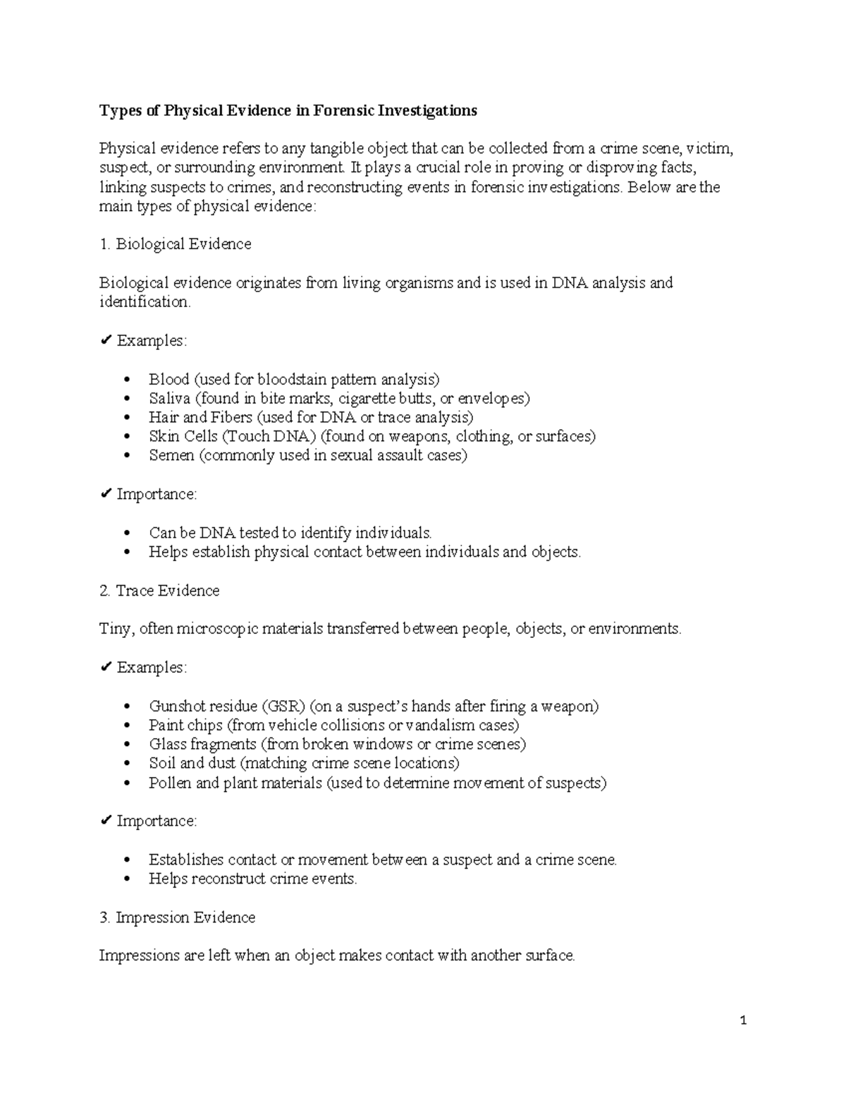 Types of physical evidence - It plays a crucial role in proving or ...