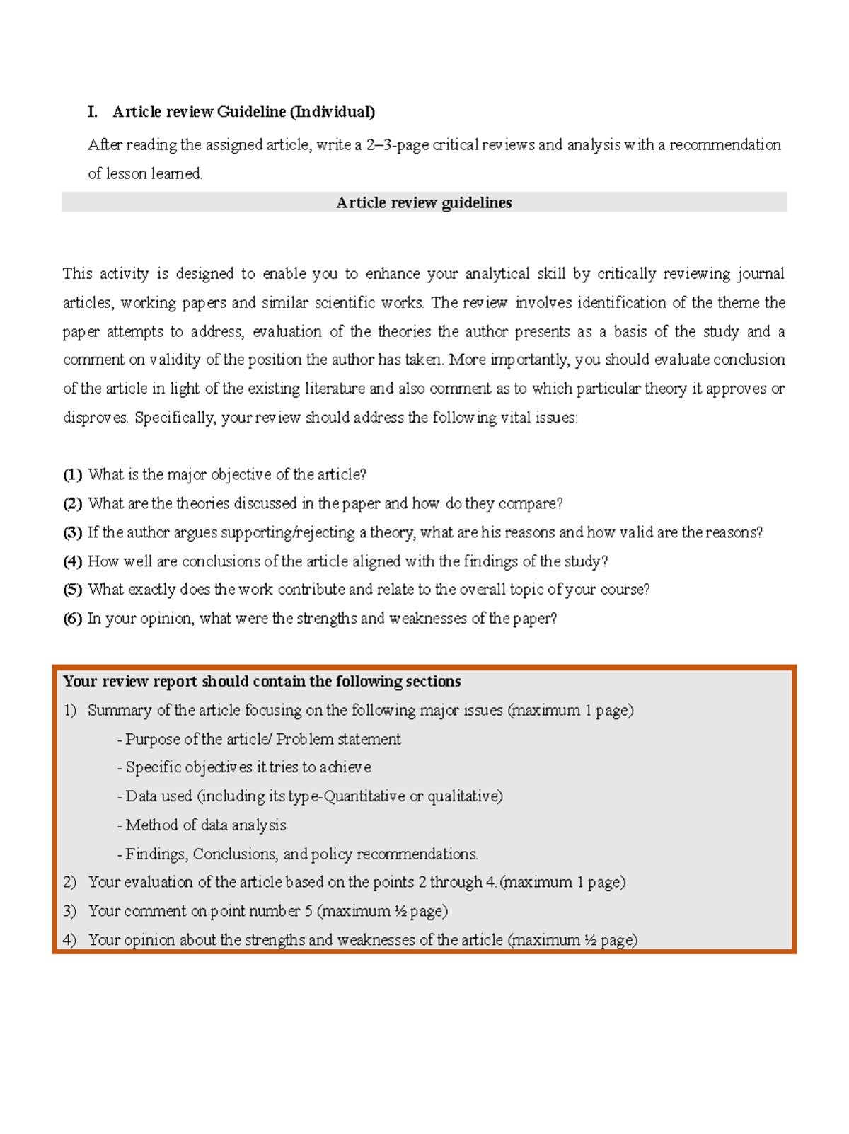 Guidelines for Article and Chapter Review: Critical Analysis ...