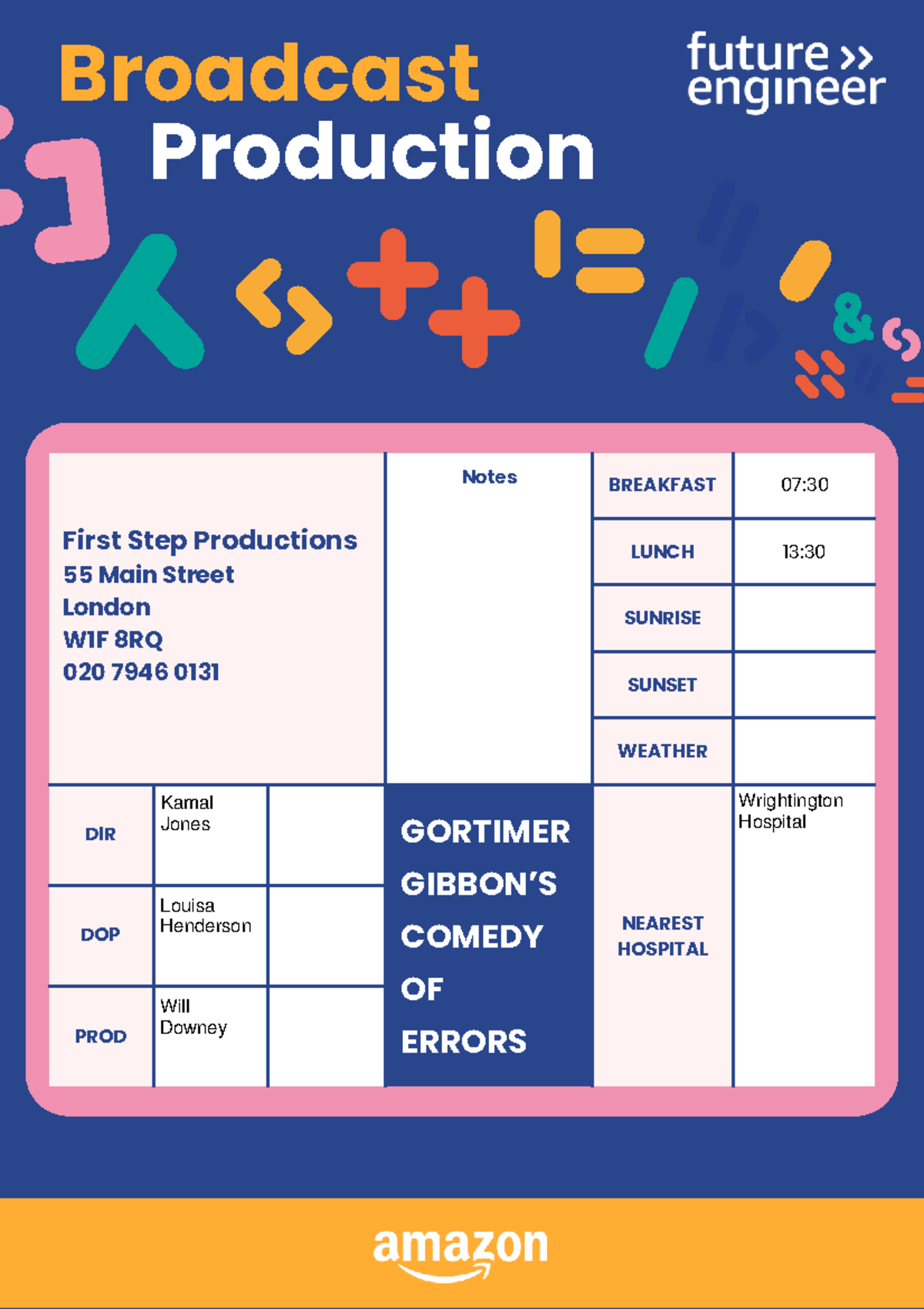 AMZ - Broadcast Production Notes for Gortimer Comedy - Studocu