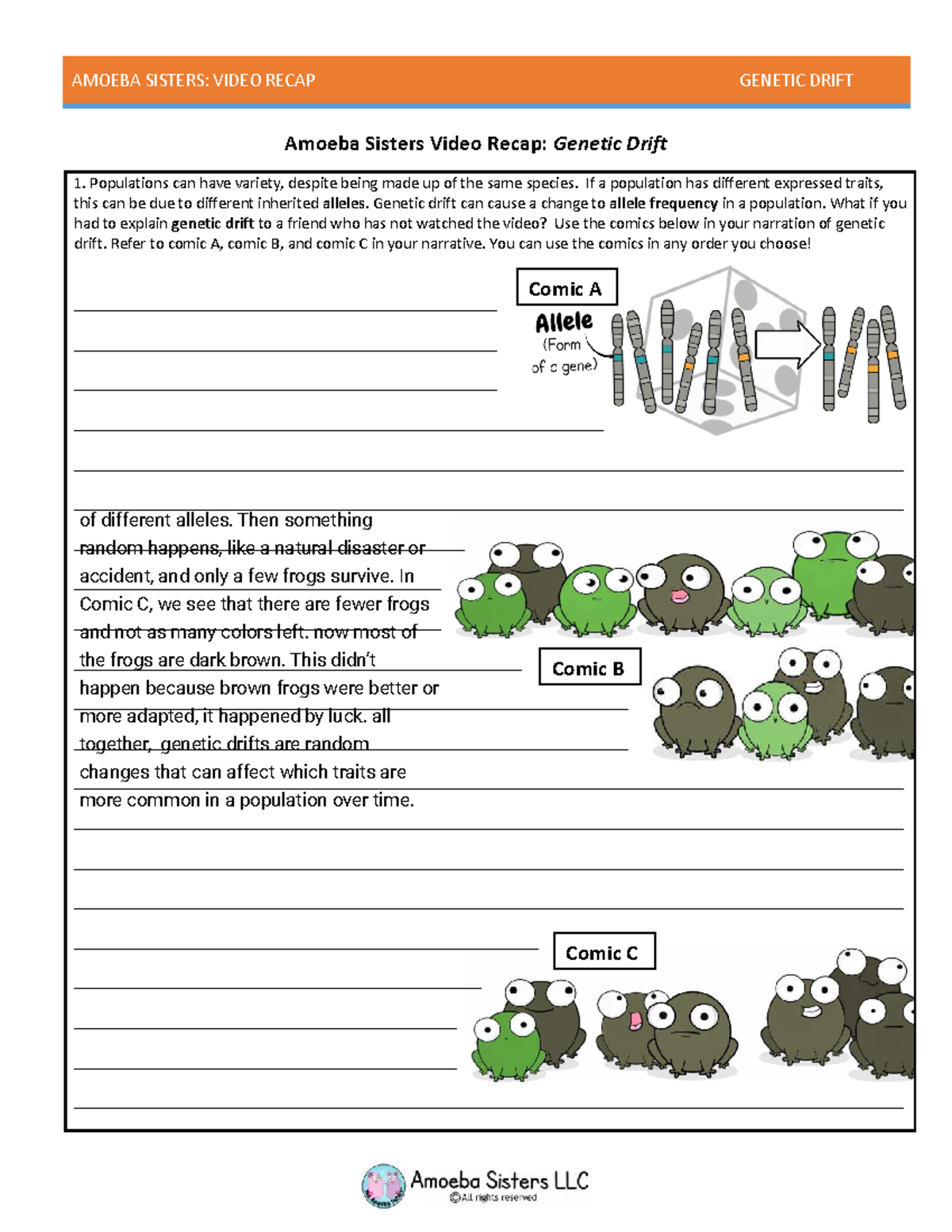 AMOEBA SISTERS: VIDEO RECAP ON GENETIC DRIFT EXPLAINED - Studocu