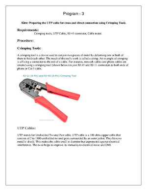 Practical 3 - ... - EXPERIMENT- AIM: Preparing the UTP cable for cross ...