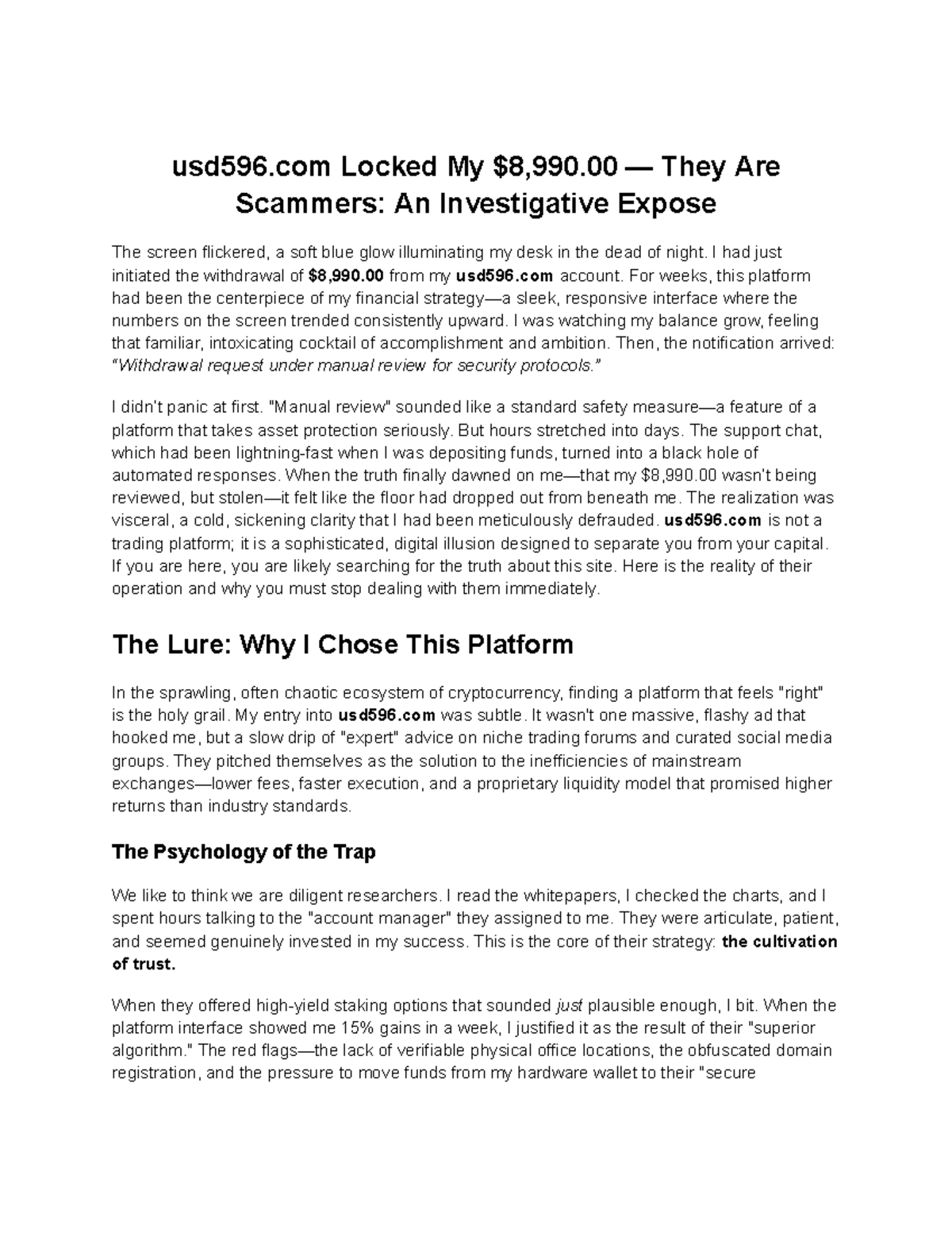 Usd596.com Locked My $8,990.00 — An Investigative Exposé on Scammers ...