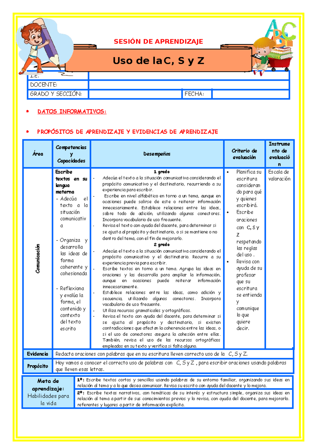 6 Sesión C, S y Z - Aprendiendo el Uso Correcto de Letras - Studocu