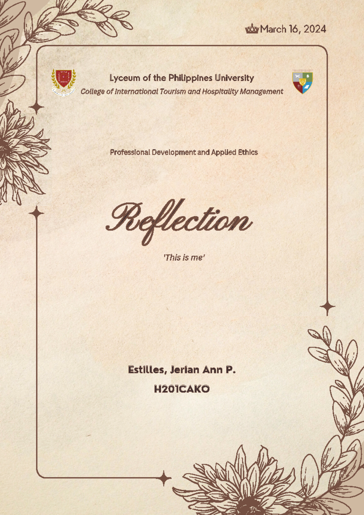 Reflection - Nstp 2 - English - ReflectionReflection Lyceum of the ...