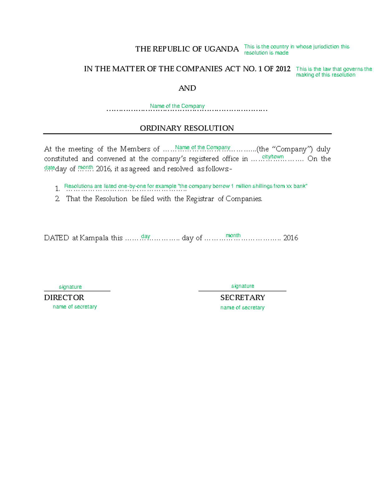 Guide to Ordinary Resolutions under Companies Act 1/2012 - Studocu