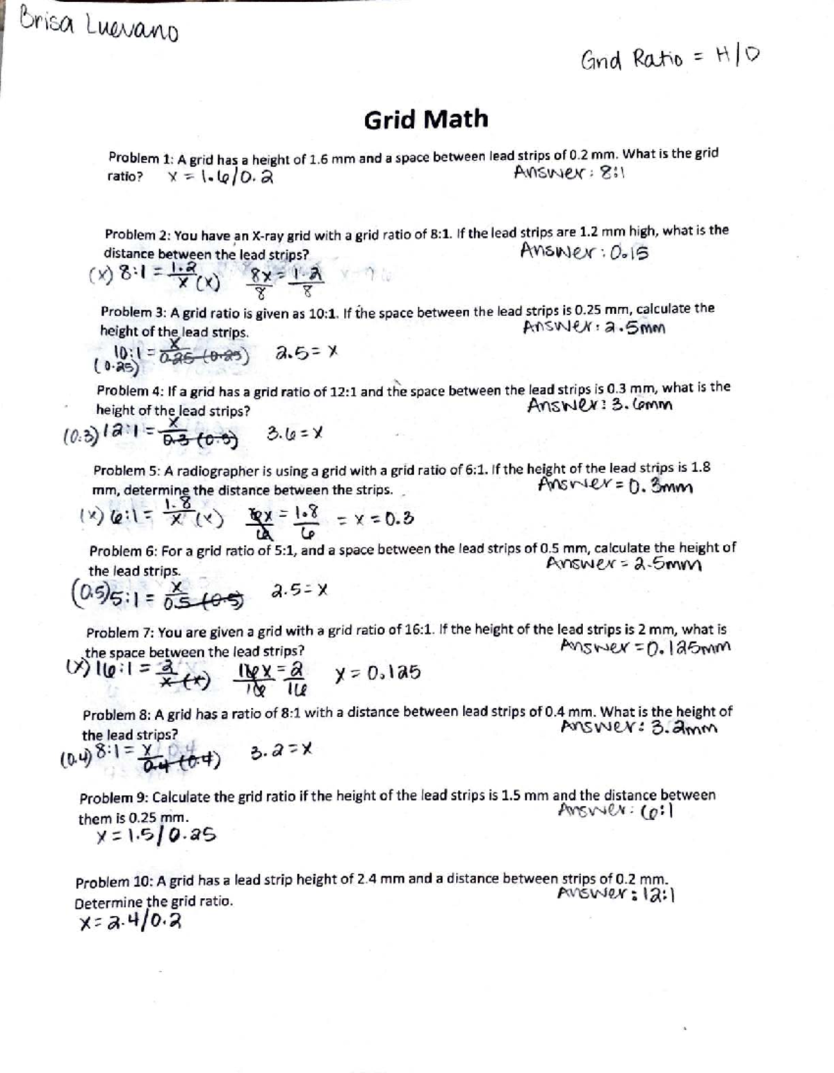 Grid Math Problems - CH 12: Calculating Grid Ratios and Heights - Studocu