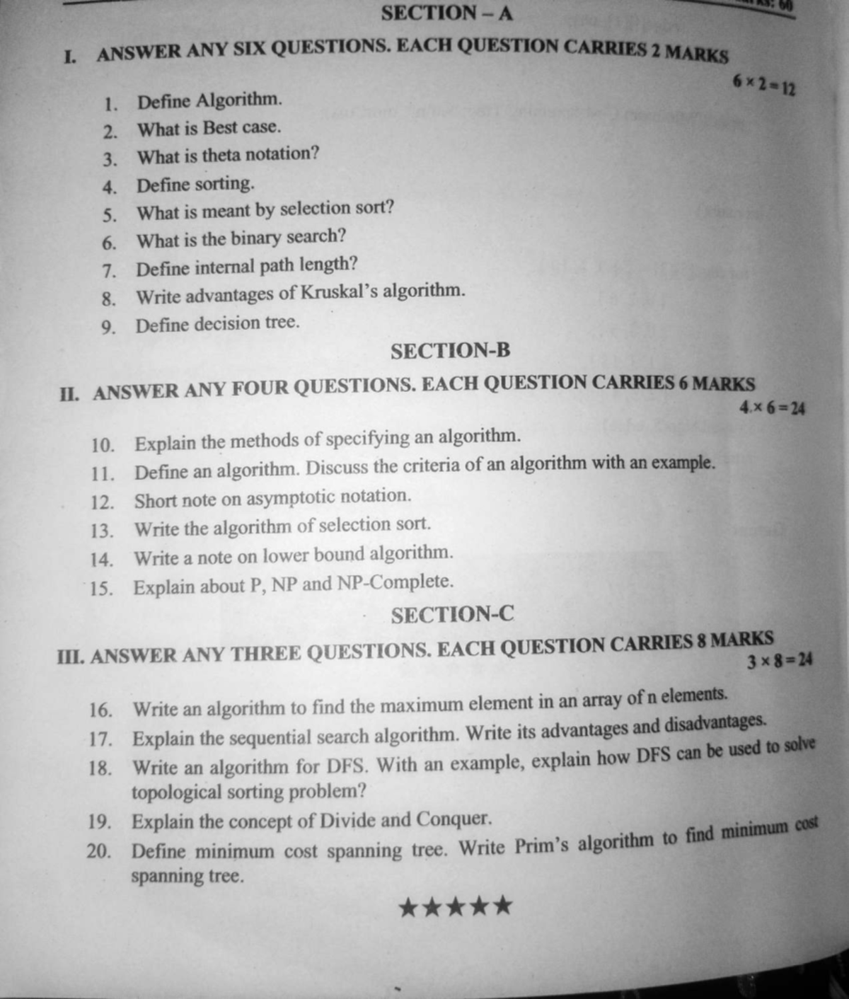 Model Question Paper DAA: Algorithms & Complexity Concepts - Studocu