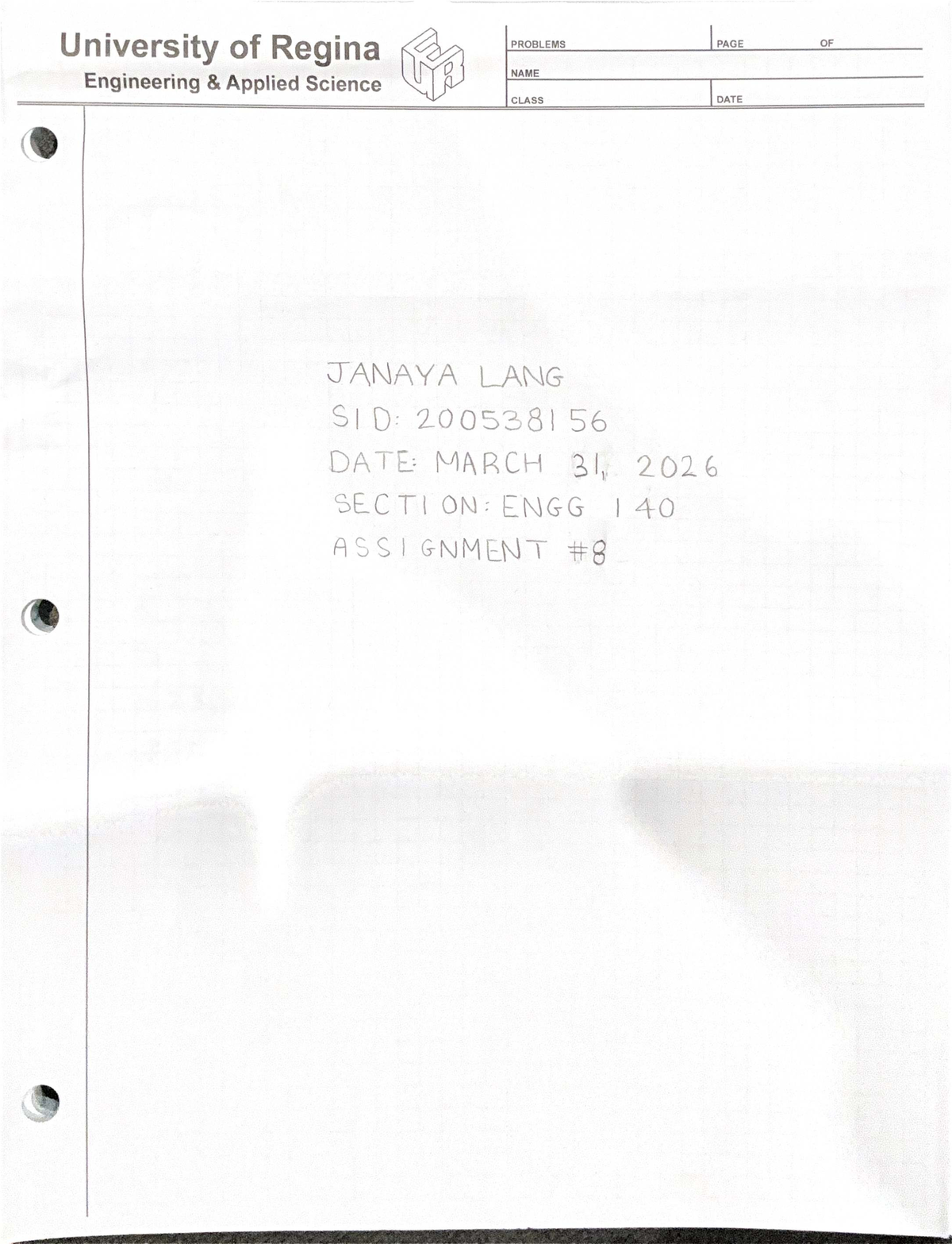 Engg 140 A8 - First Year Engineering Assignment Notes - Studocu