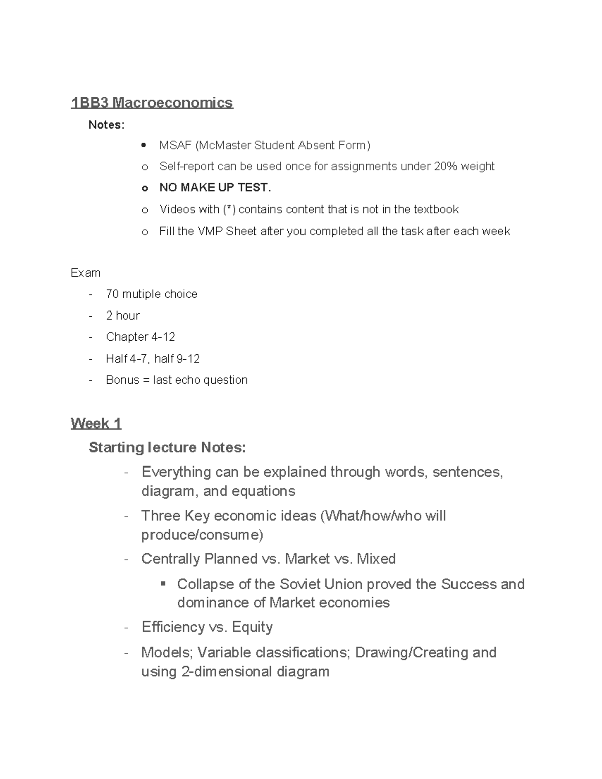 1BB3 Macroeconomics Lecture Notes: Key Concepts and Analysis - Studocu