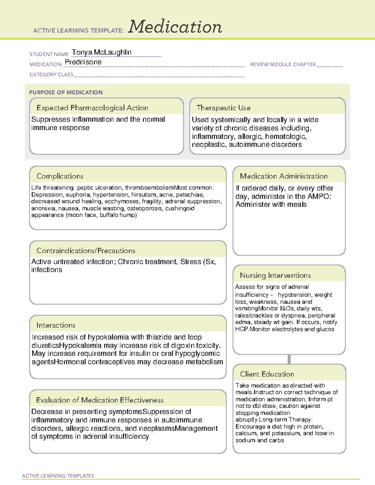 ATI Active Learning Template Medication predis - ACTIVE LEARNING ...