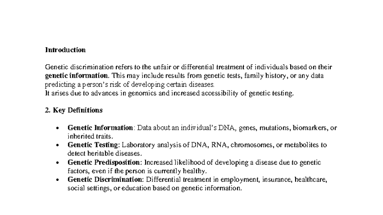 Genetic Discrimination: Understanding Risks and Impacts - Studocu