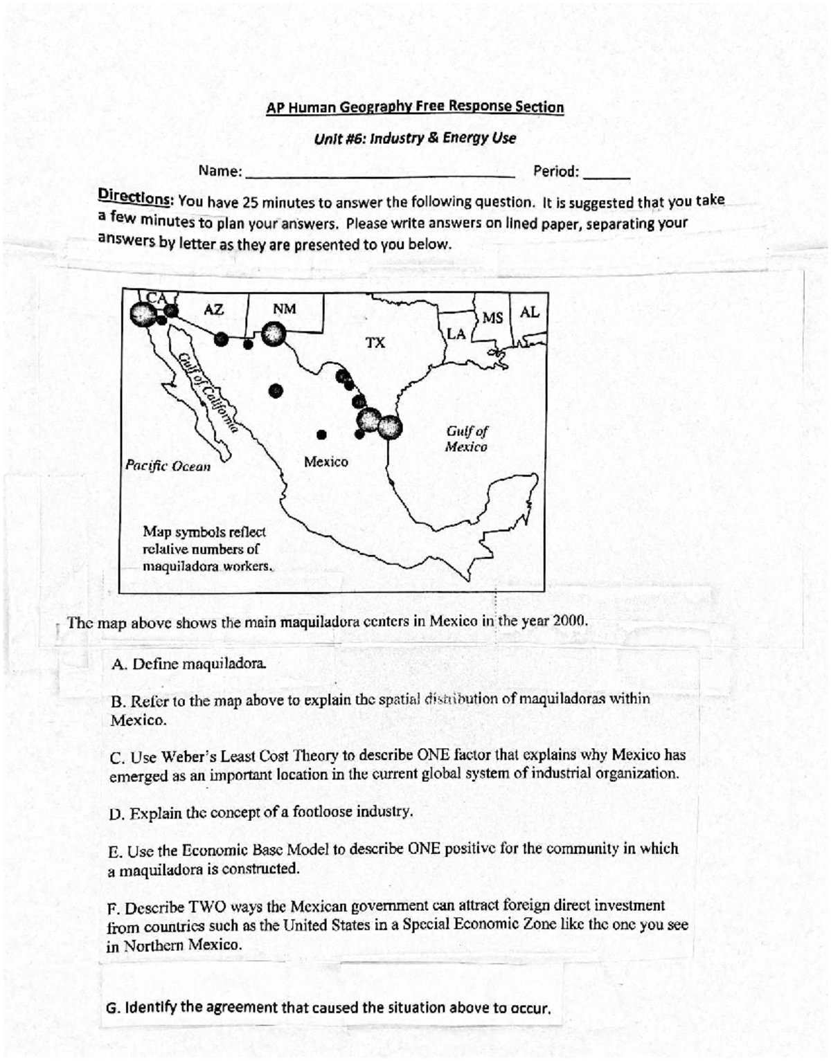 Unit 6 FRQ - Maquiladoras in AP Human Geography - Studocu