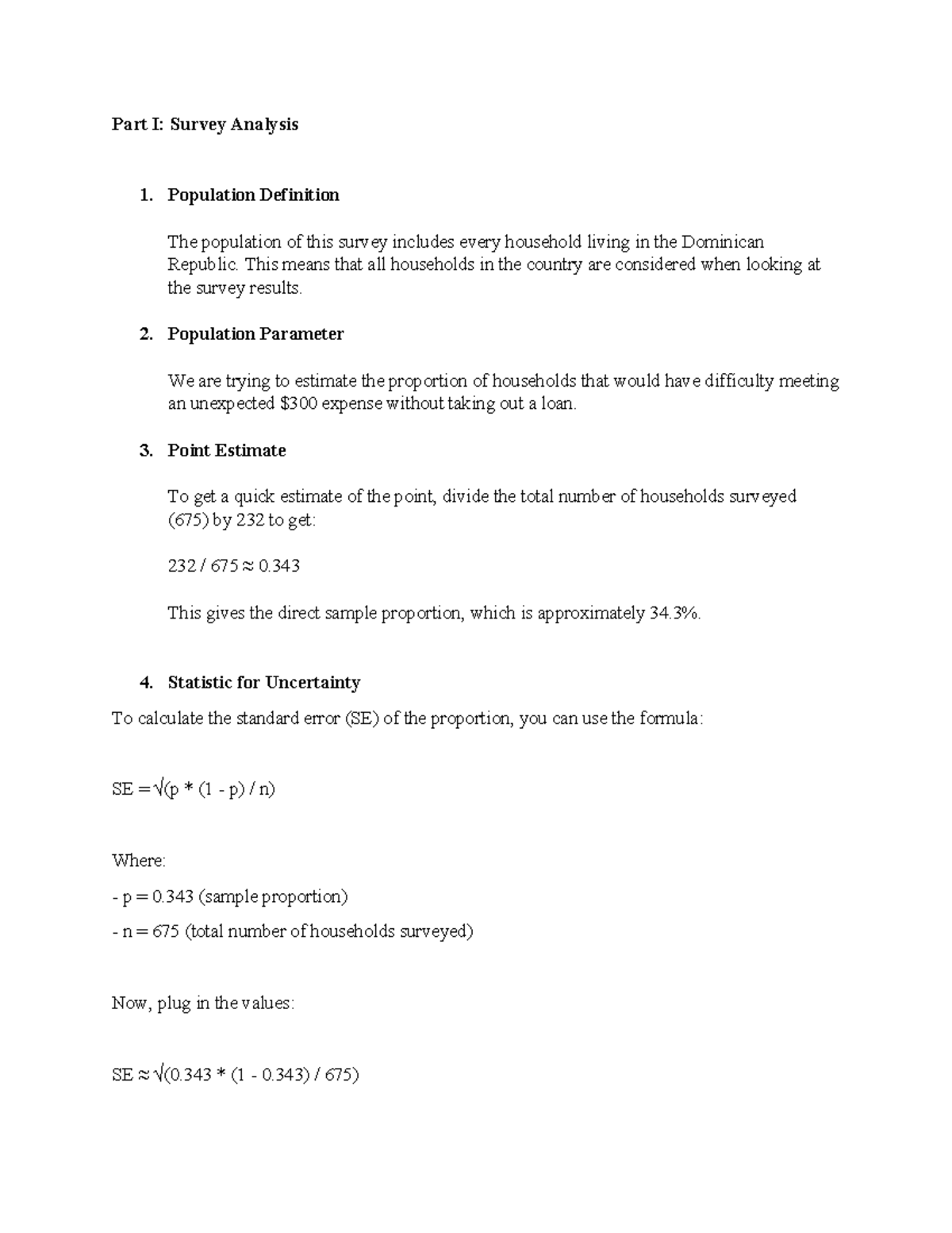 MATH 1281 Unit 1: Survey Analysis and Population Statistics - Studocu