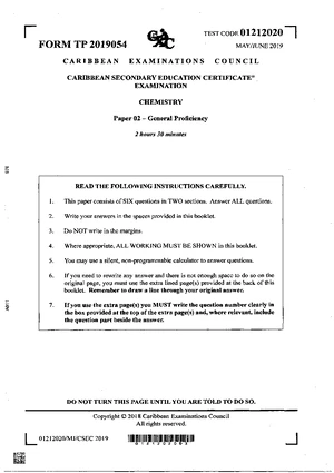 2021 csec chemistry paper 2 - chemistry csec - Studocu