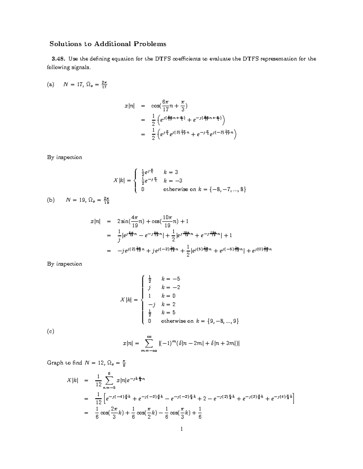 Ch03 - Solutions to Additional Problems on DTFS and FS - Studocu