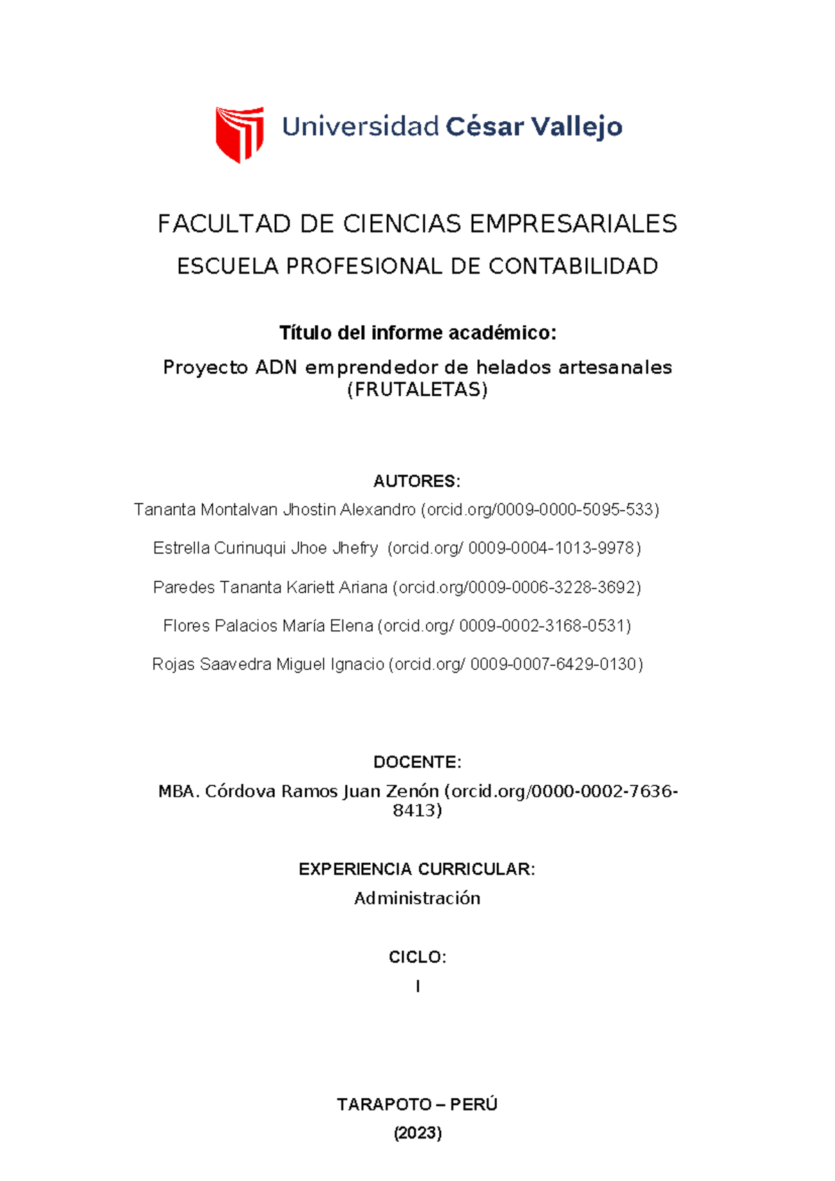 Proyecto+ADN+ Emprendedor - FACULTAD DE CIENCIAS EMPRESARIALES ESCUELA ...