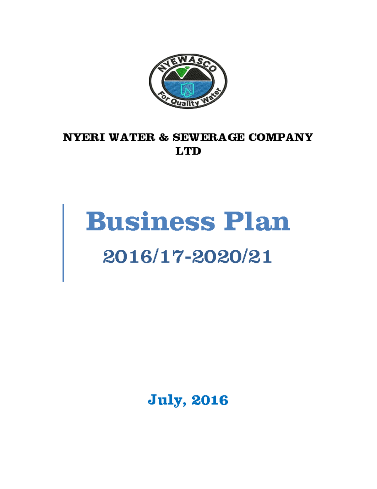 NYEWASCO Business Plan (2016-2020): Strategic Directions & Goals - Studocu