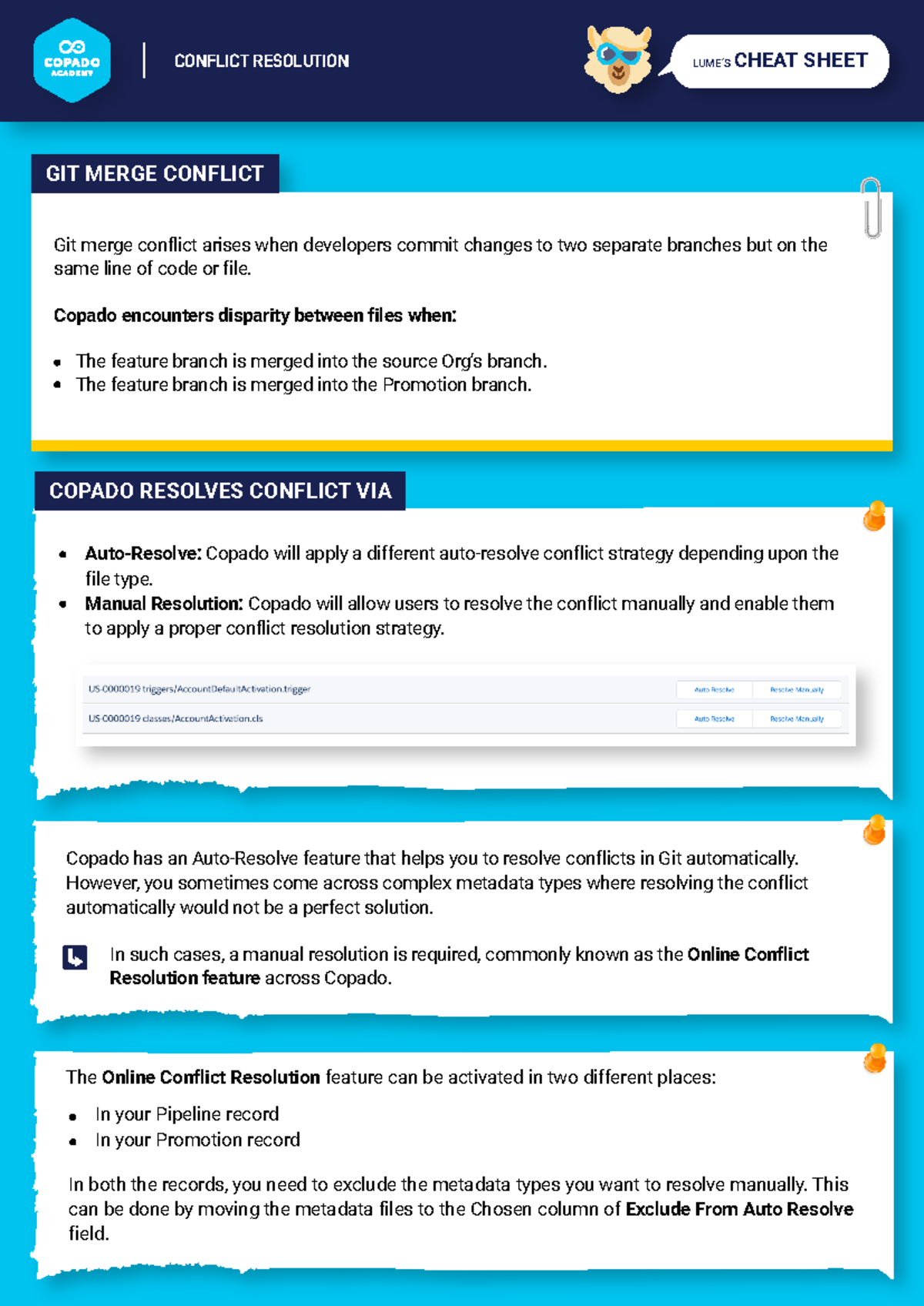 Conflict Resolution Cheat Sheet for Copado Git Management - Studocu