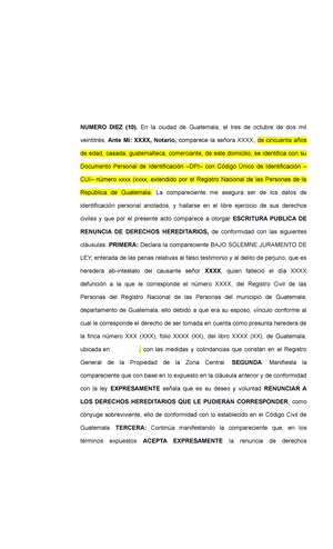 C. Autentica DE DPI - Ejemplo de como redactar una auténtica - En la ...
