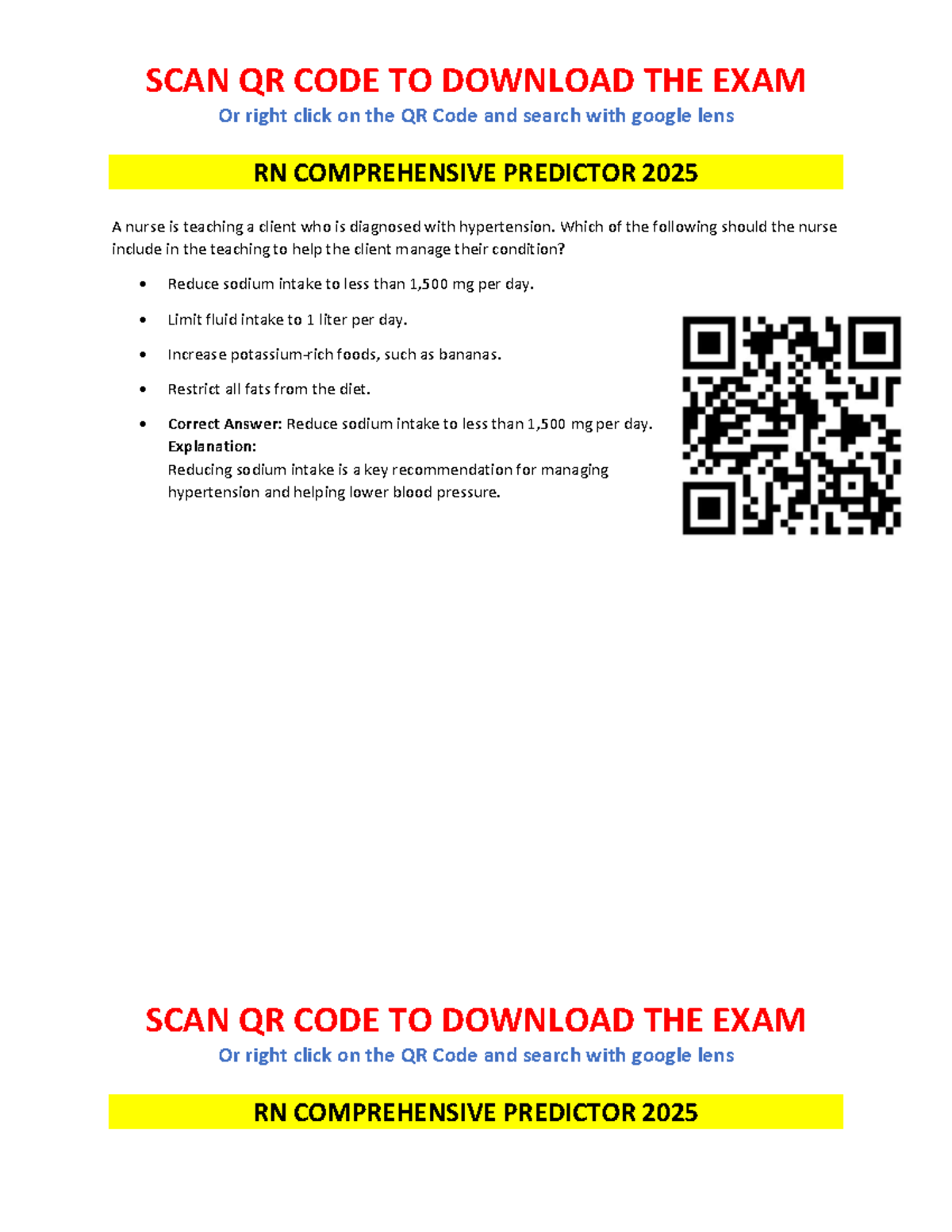 RN ATI Comp Predictor 2025: Hypertension Management Teaching Tips - Studocu