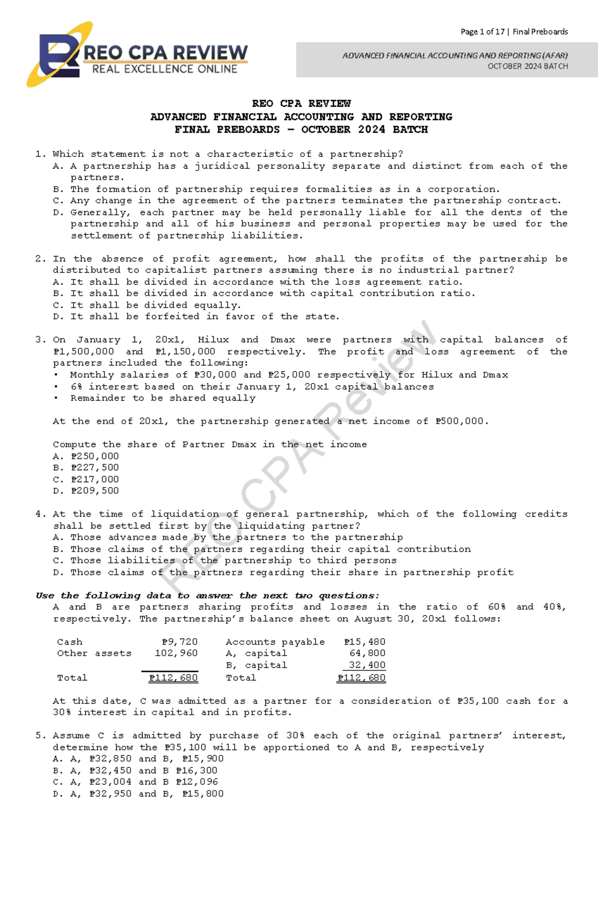 BS Accountancy - Answer Key - BACHELOR OF SCIENCE IN ACCOUNTANCY (BSA ...