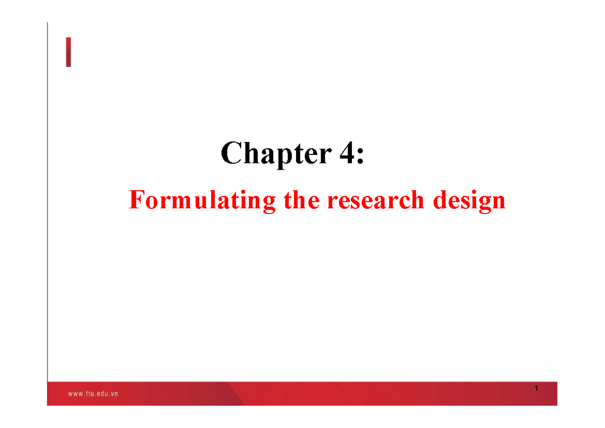 Chapter 4: Research Design Methodologies and Strategies AP SV - Studocu