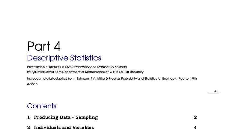 ST230 Final Exam Lecture Notes: Descriptive Statistics Overview - Studocu