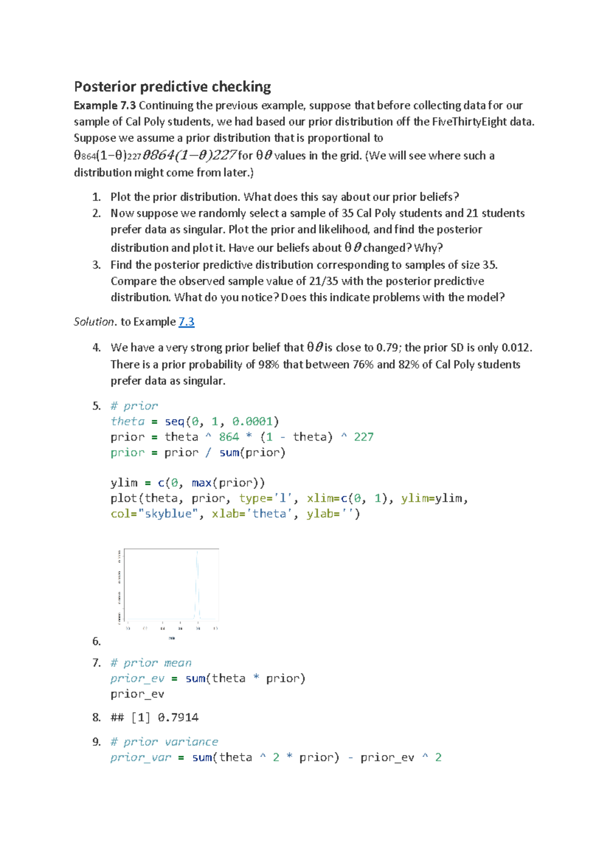 Posterior predictive checking - Posterior predictive checking Example 7 ...