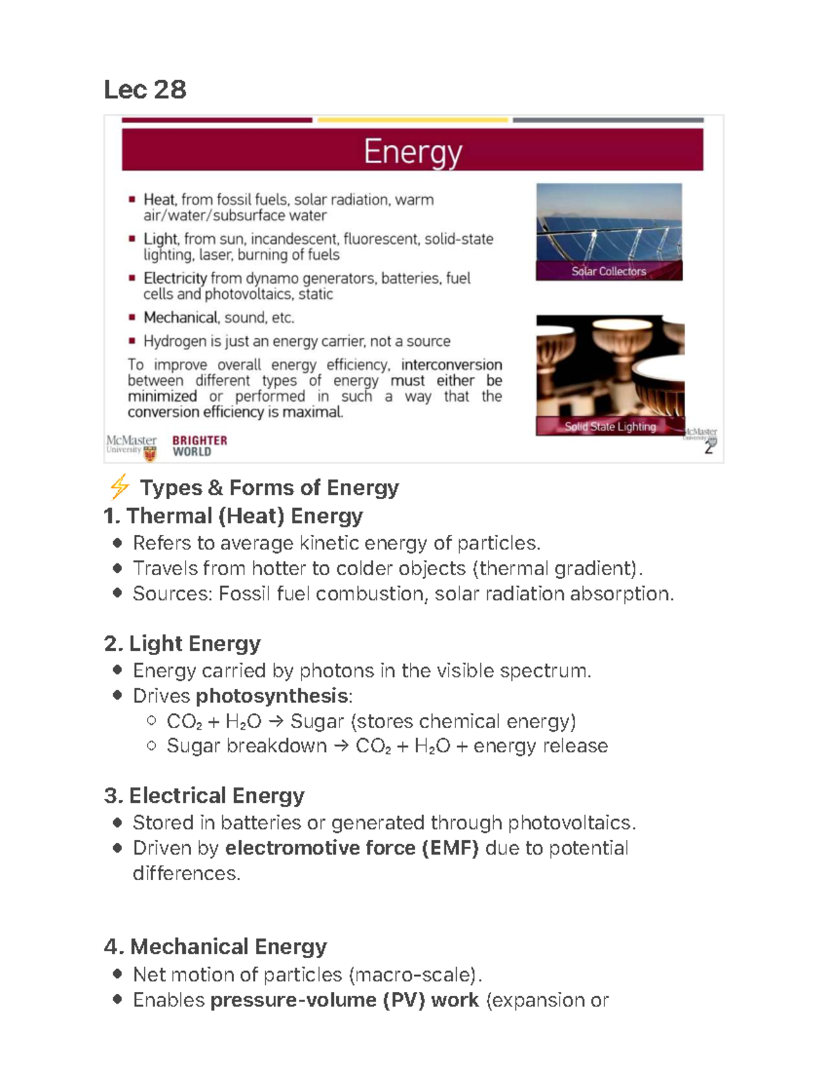 Lec 28 - Types and Forms of Energy: Thermal, Light, Electrical, and ...