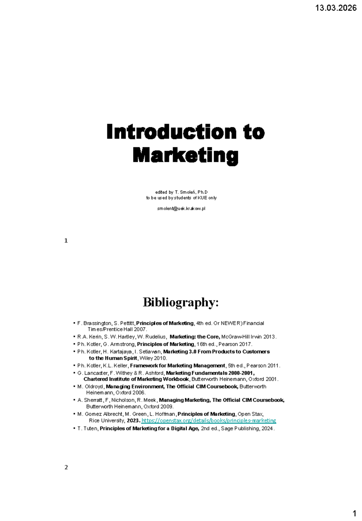 KUE Marketing 101: Understanding Core Concepts and Processes - Studocu