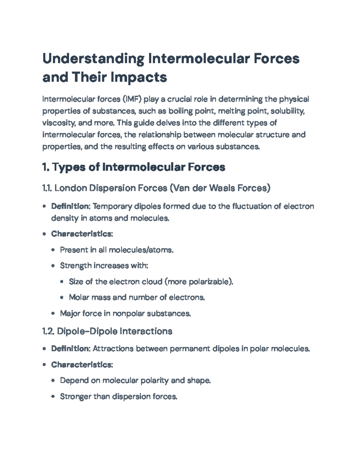 Intermolecular Forces (IMF): Effects on Physical Properties and Phase ...