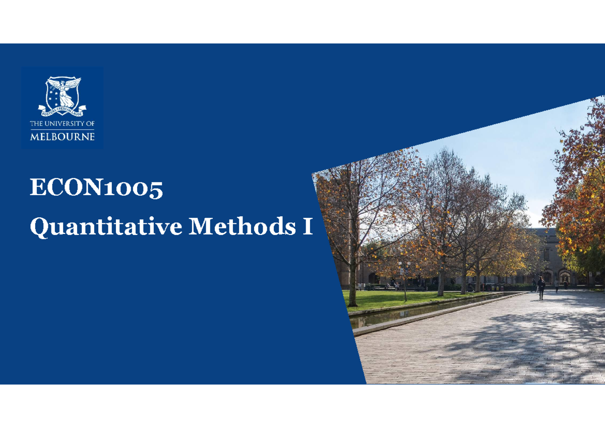 ECON1005 Lecture 3: Understanding Random Variables & Probability ...