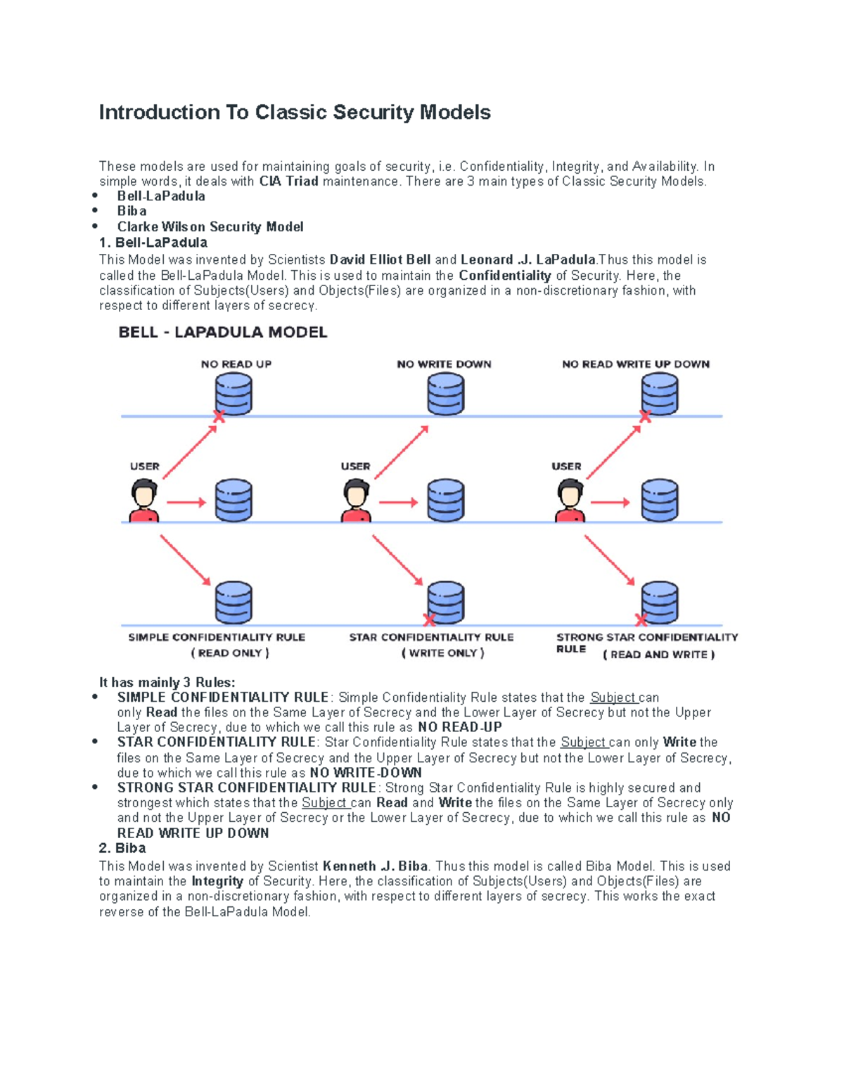 Unit 1: Understanding Classic Security Models in Cybersecurity - Studocu