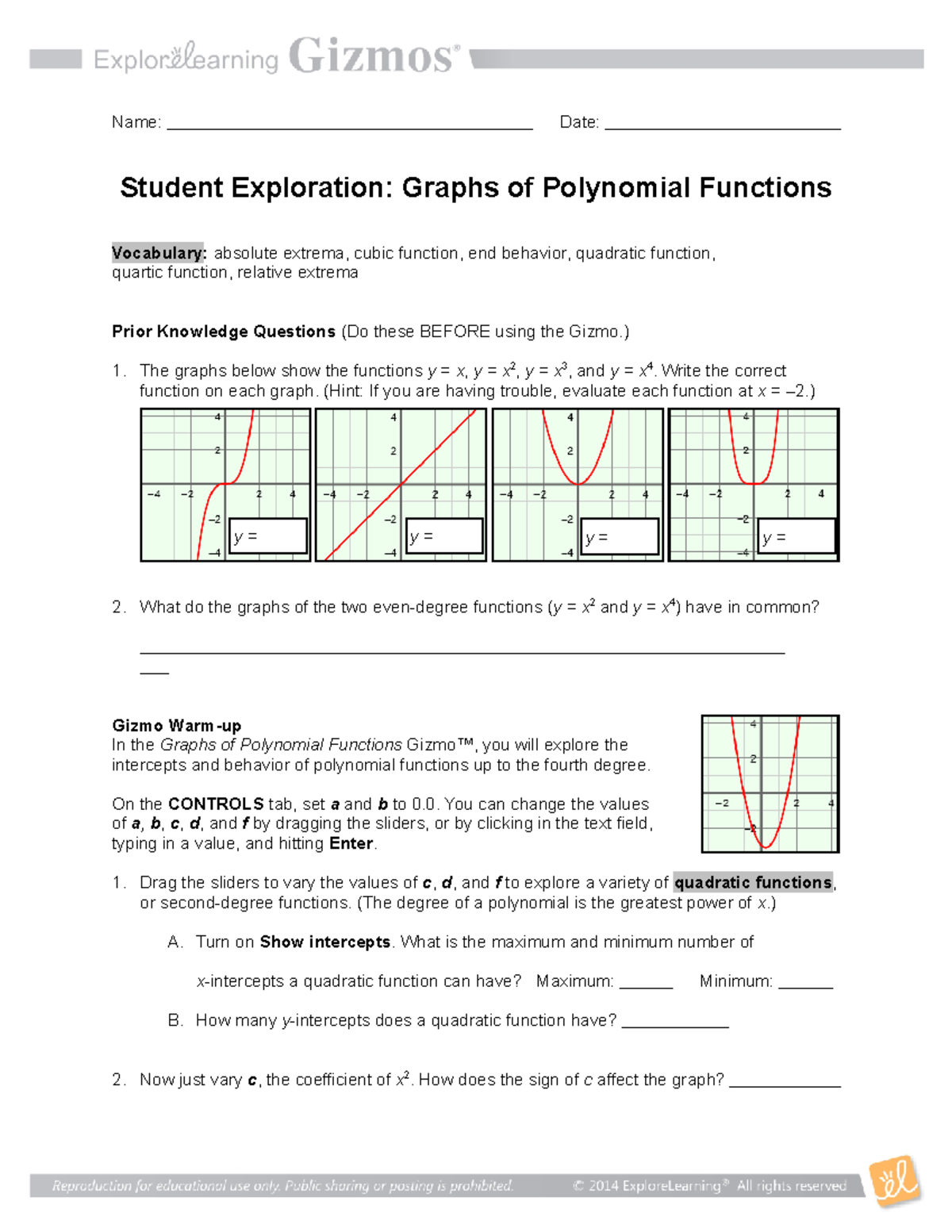 MHF4U-Unit 1: Exploring Graphs of Polynomial Functions - Studocu