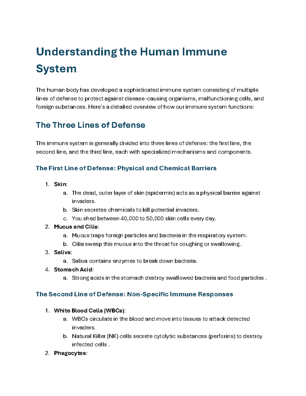 Human Immune System - Understanding the Human Immune System The human ...