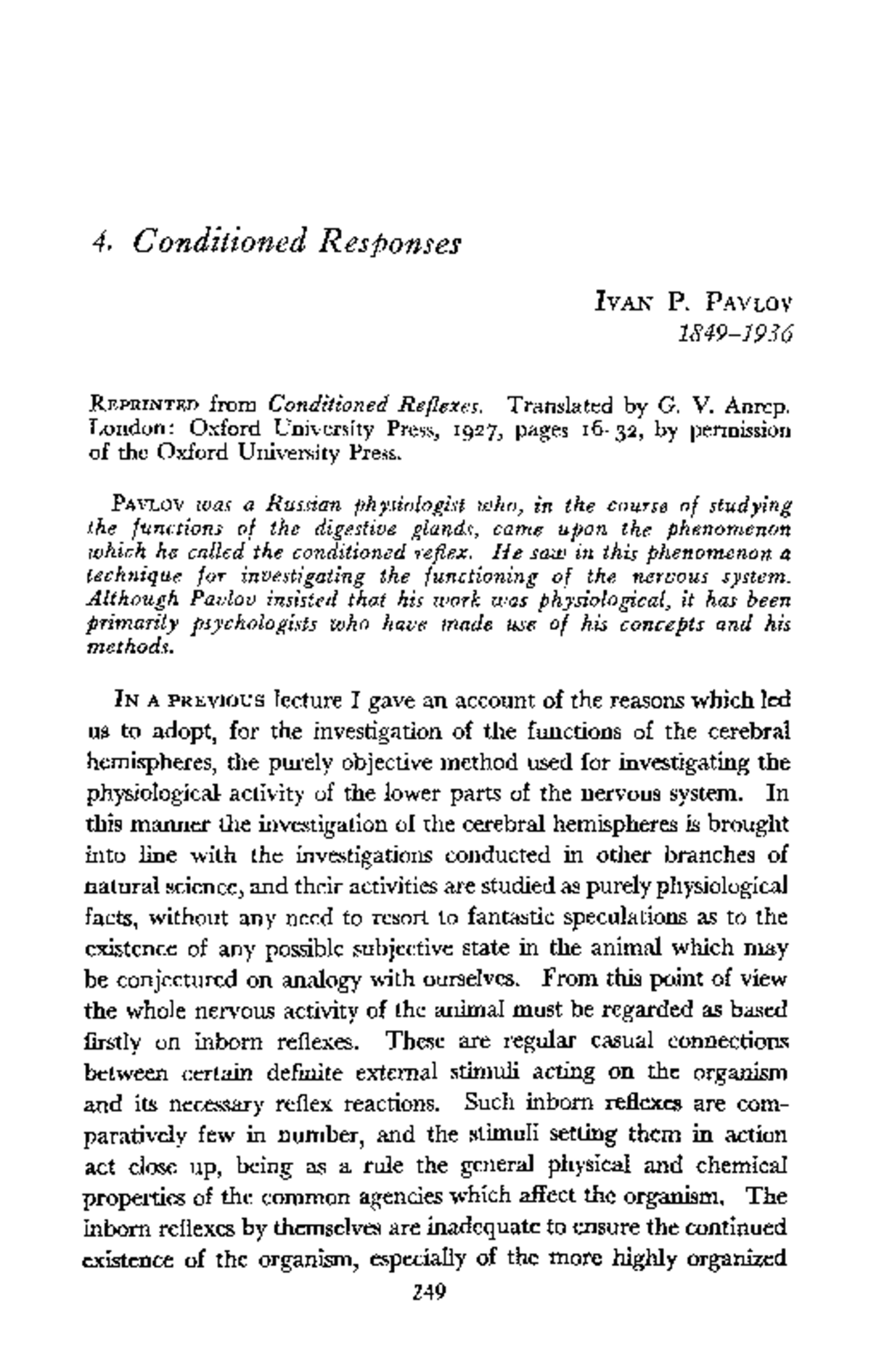 Conditioned Responses in Canine Reflexes: Insights from Pavlov's ...