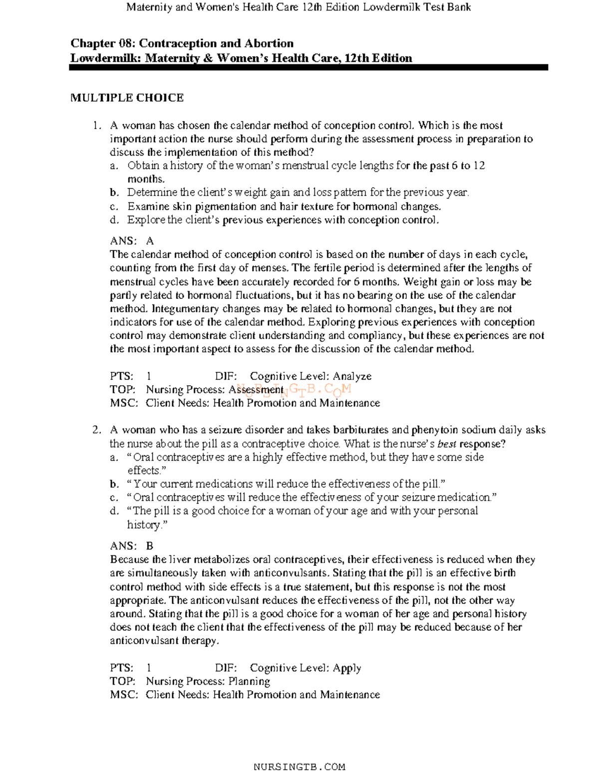 08 - Chapter 08: Contraception and Abortion Study Notes for NURSINGTB ...