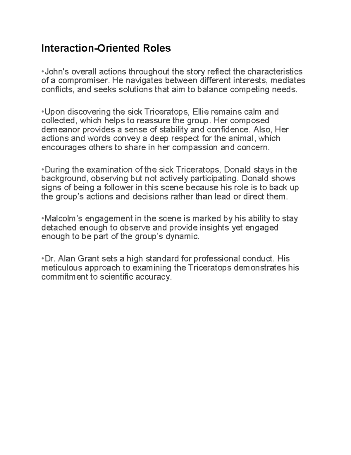 Interaction-Oriented Roles in Character Dynamics: A Study - Studocu