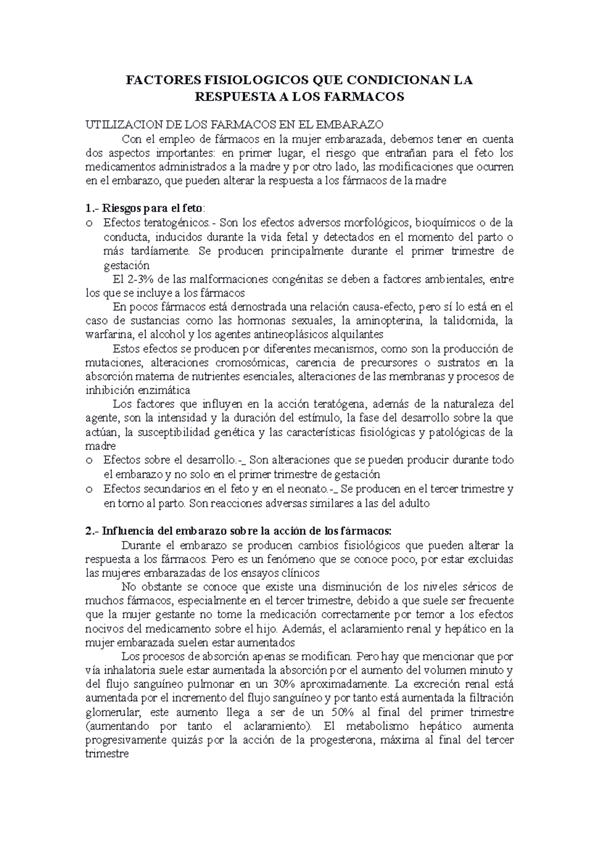 Factores Fisiológicos y Patológicos en la Respuesta a Fármacos: Estudio ...